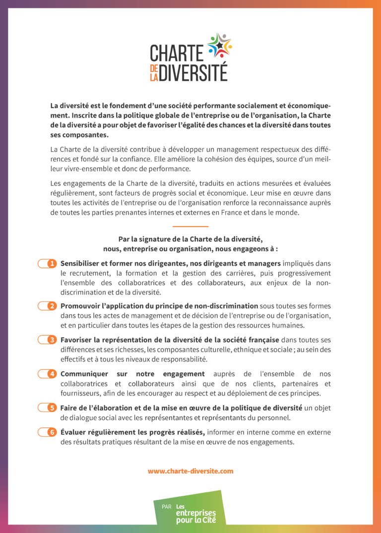Charte de la diversité - Les Entreprises pour la Cité
